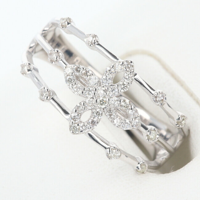 【楽天市場】【ソーティング】K18WG ダイヤモンドリング D0.25ct 15号/約3.2g フラワーモチーフ/花 750 ホワイトゴールド ゴージャス 女性/レディース ギフト プレゼント ...
