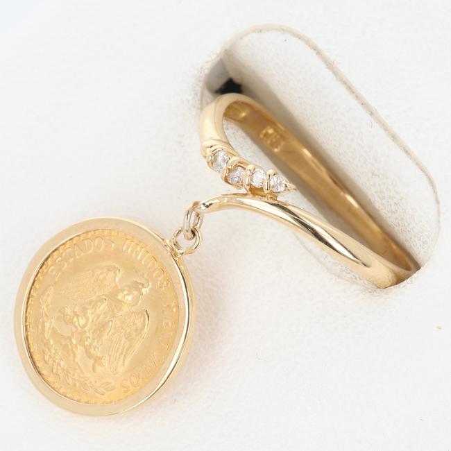 【楽天市場】K21.6/K18 ダイヤモンド・メキシコペソコイン付リング イーグル金貨 1945年 DOS PESOS D0.05ct 12号/総重量約3.6g(K21.6：1.6g/K18 ...