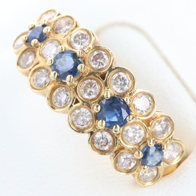 【楽天市場】K18YG ダイヤモンド・サファイアリング S0.51ct/D0.60ct 約5.5g/約13号 イエローゴールド サファイア フラワー モチーフ 指輪 レディース/女性【中古】t ...