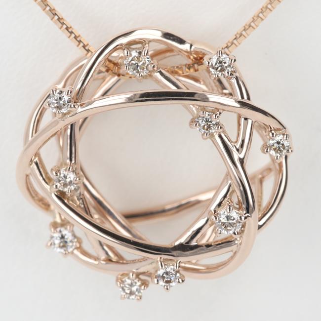 【楽天市場】K18PG ダイヤモンドネックレス D0.16ct 約4.9g/約45cm トップ：エステール/ESTELLE ピンクゴールド 透かしデザイン ダイヤ プレゼント ギフト ...