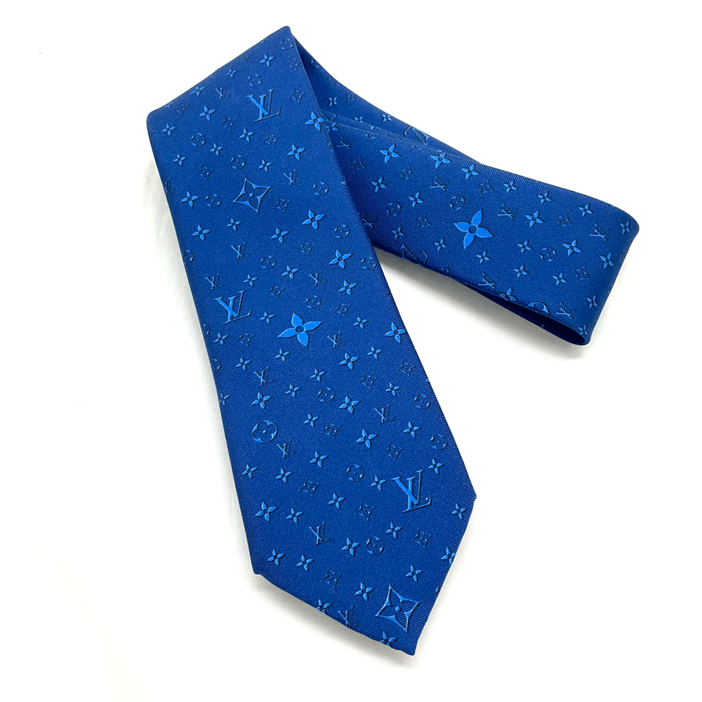 【楽天市場】N【中古】【LOUIS VUITTON】ルイヴィトン ネクタイ M78858 シルク100％ ブルー LVロゴ モノグラムフラワー ...