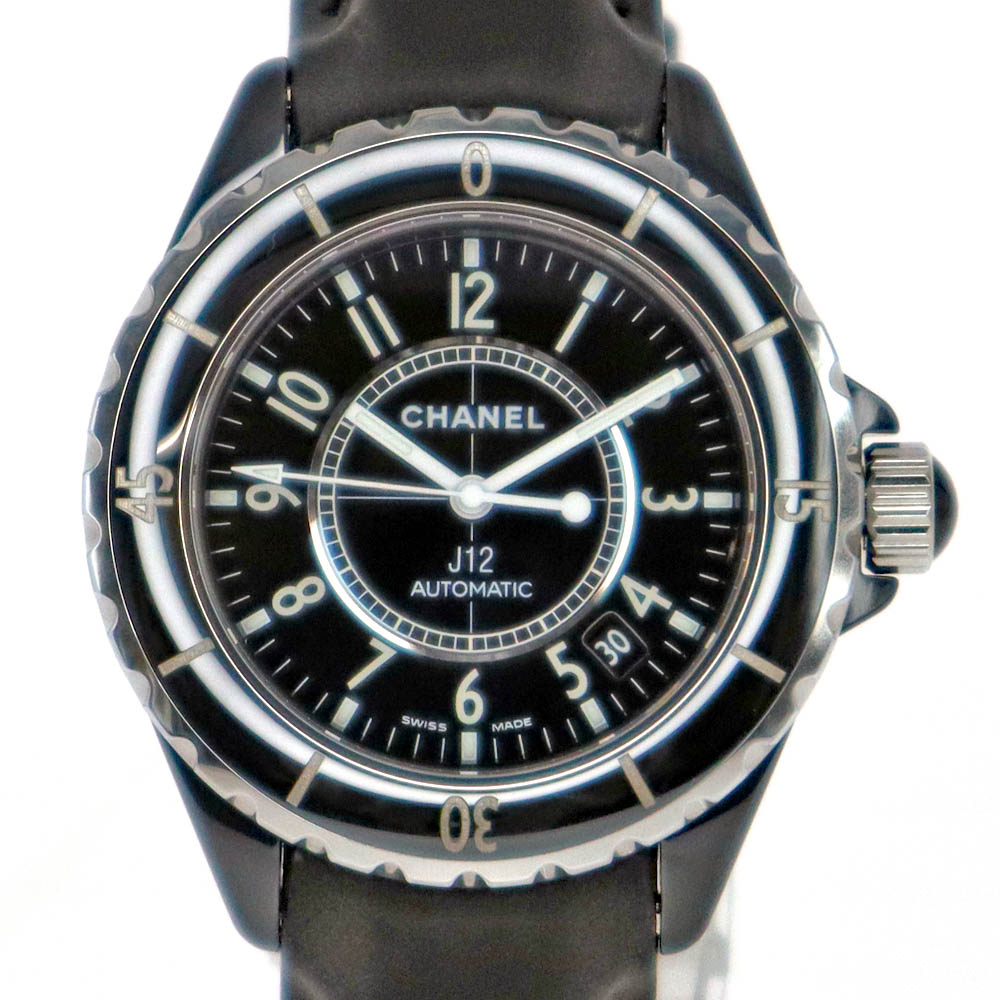 【楽天市場】CHANEL【シャネル】 H0683 J12 クォーツ レディース 黒 アラビア セラミック レザー 時計 【メーカー保証書付き ...