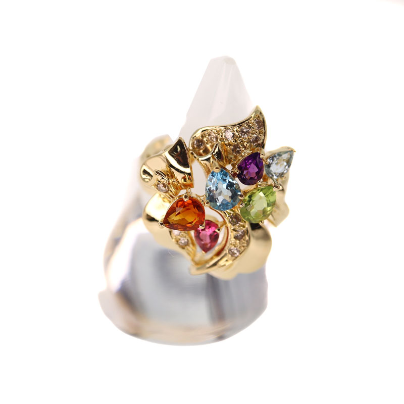 【楽天市場】18金 K18 D0.14ct マルチカラー リング【中古】：質屋かんてい局 楽天市場店