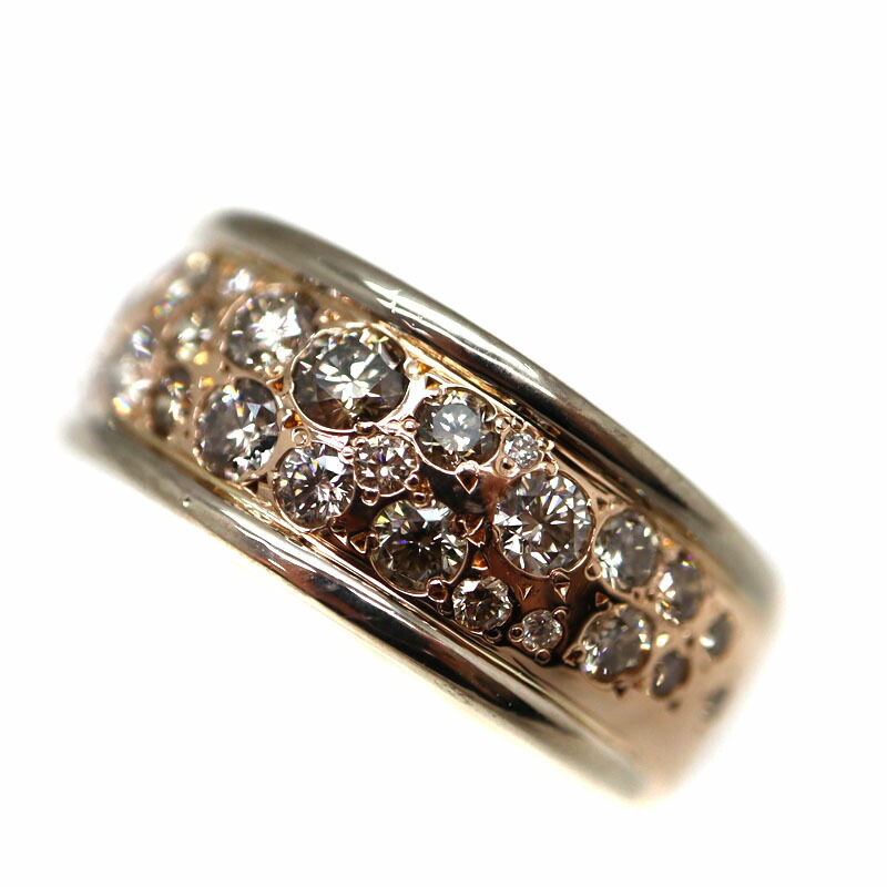 【楽天市場】KASHIKEY【カシケイ】 D1.47ct K18PG/ピンクゴールド サイズ：約19.5号 12.6g メランジェブラウンダイヤモンド ジュエリー アクセサリー 新品仕上げ済み ...