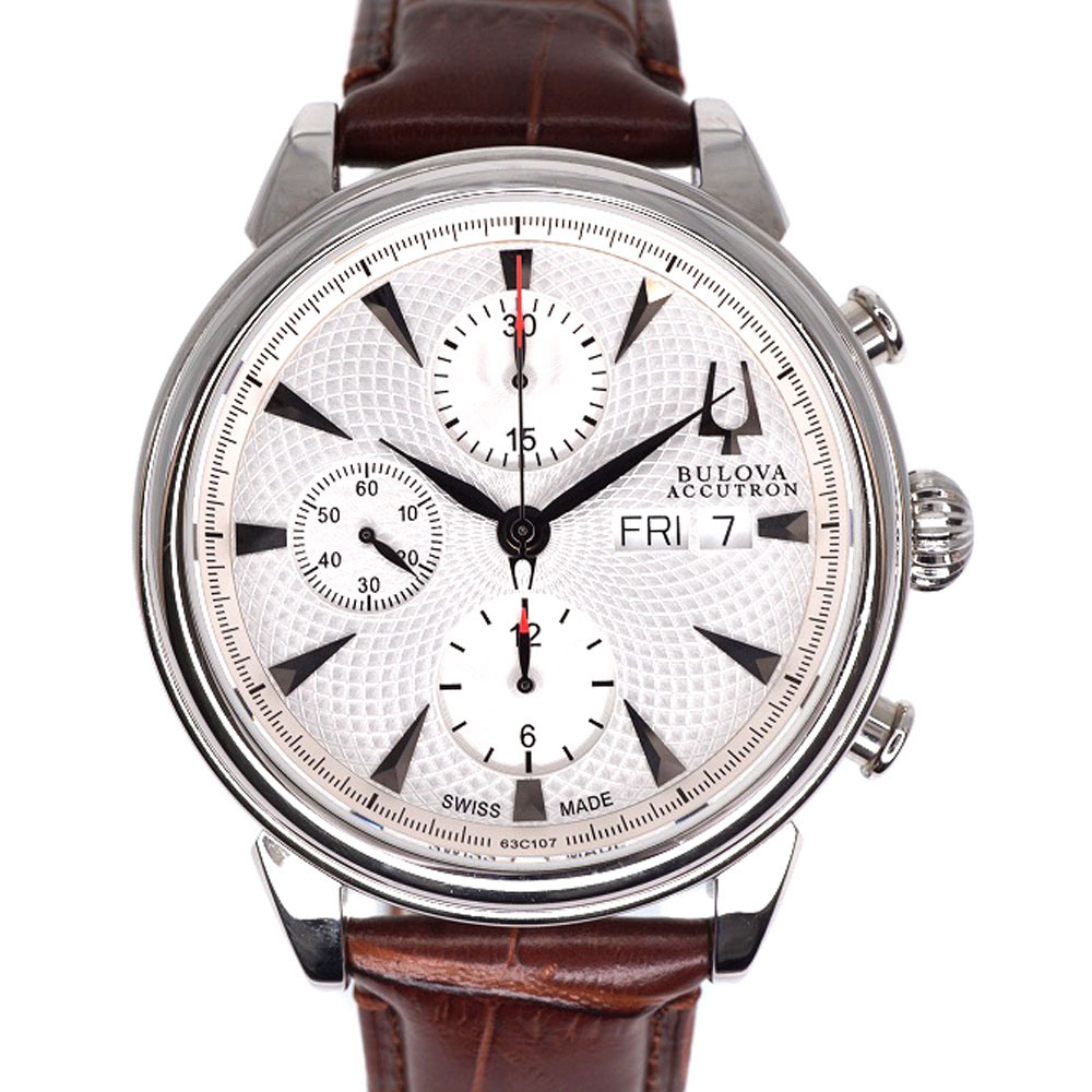 【楽天市場】BULOVA【ブローバ】63C107 アキュトロンジェミニ メンズ 自動巻き オートマチック デイデイト機能 クロノグラフ 裏スケ ラウンド ステンレススチール レザー 腕時計 ...
