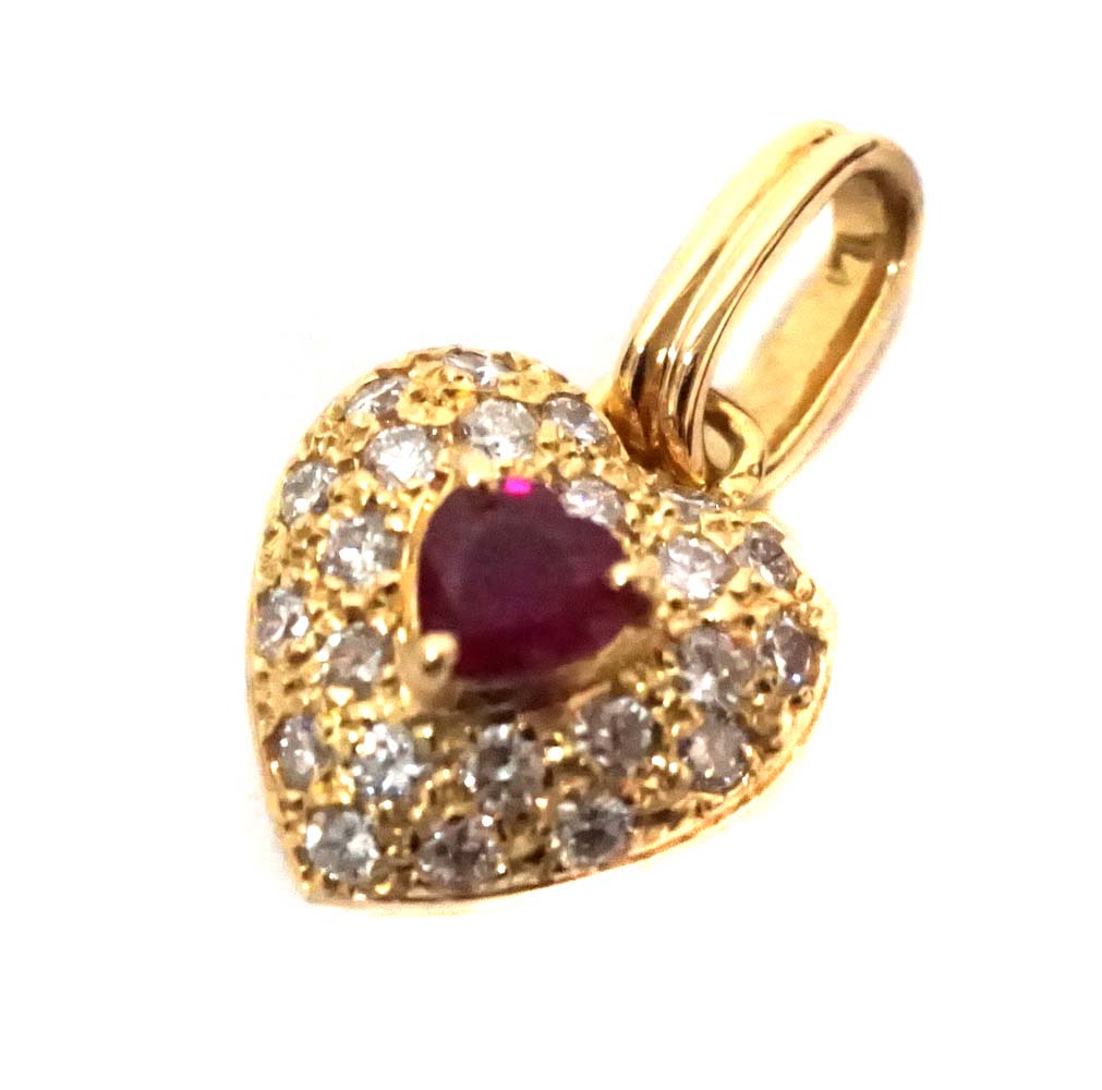 【楽天市場】K18 R0.28ct D0.36ct ルビー ダイヤモンド トップ レディース ジュエリー アクセサリー イエローゴールド 【中古】：質屋かんてい局 楽天市場店