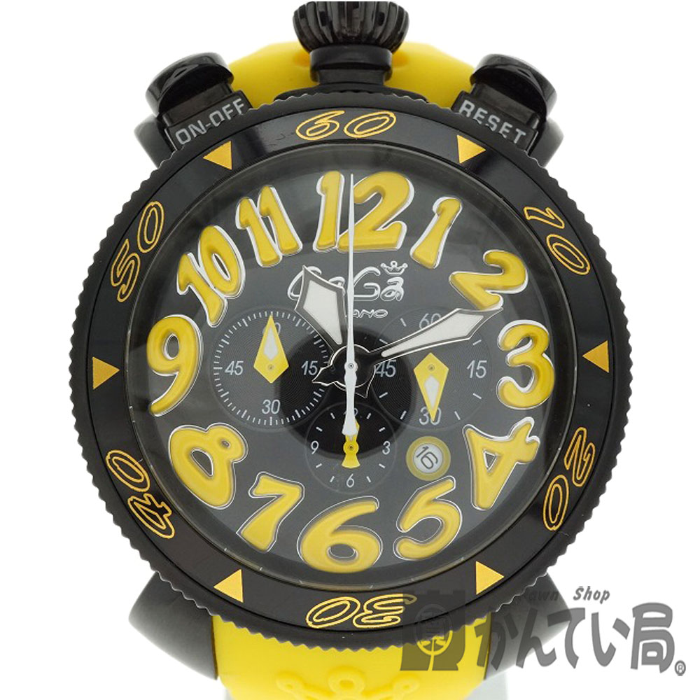 【楽天市場】GaGaMILANO【ガガミラノ】6054.4 マヌアーレ48クロノ メンズ 腕時計 SS×ラバー クォーツ クロノグラフ 黄色 ...