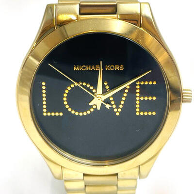 【楽天市場】MICHAEL KORS マイケルコース MK 3803 LOVE レディース スリム ランウェイ ゴールド ブラック ウォッチ ...