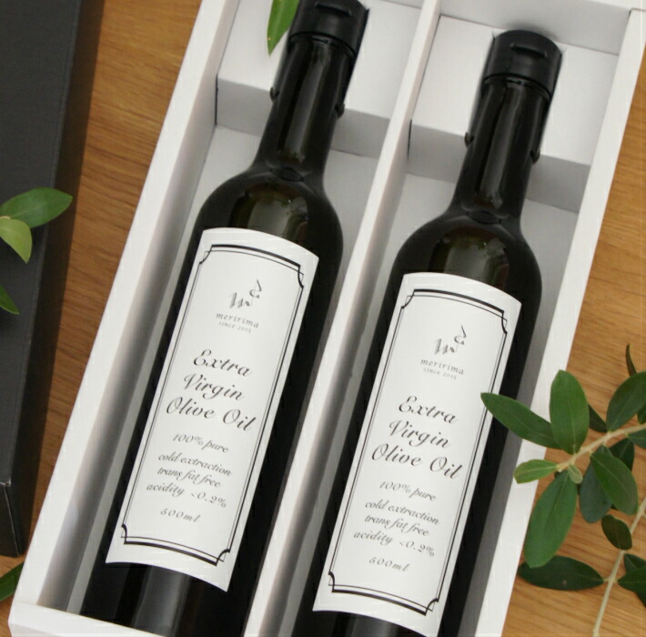 【楽天市場】【あす楽】【送料無料】メリリマ オリーブオイル 2本 ギフトセット金賞受賞 エクストラヴァージン【458g（500ml）×2】 オイル 【お中元】【お歳暮】【ギフトセット】【内祝 ...