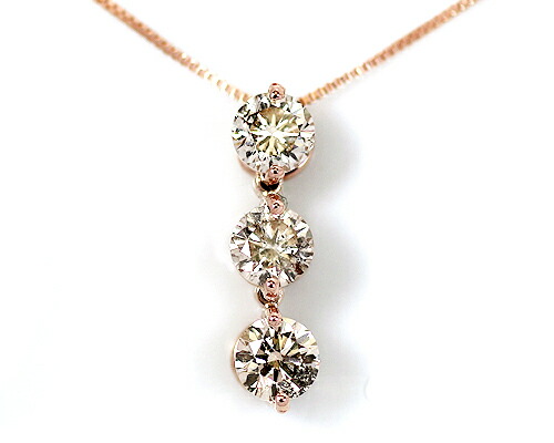 【楽天市場】K18/WG/PG 0.5ct ブラウンダイヤモンド3ストーンペンダント：KASHIMA