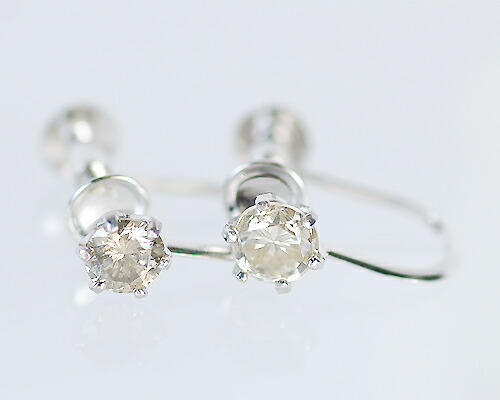 【楽天市場】K18/WG/PG 0.5ct ブラウンダイヤモンドイヤリング：KASHIMA