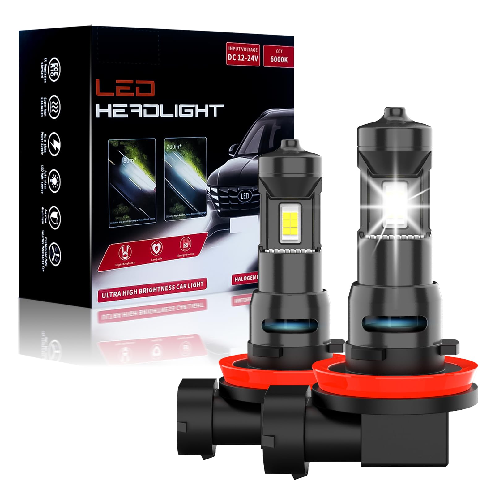 【楽天市場】H8 H16 H11 LED ヘッドライト 爆光 車検対応 静音ファン 32W*2 14800LM 6000K 高輝度LEDチップ搭載 最強カットライン 12V H8 LED ...