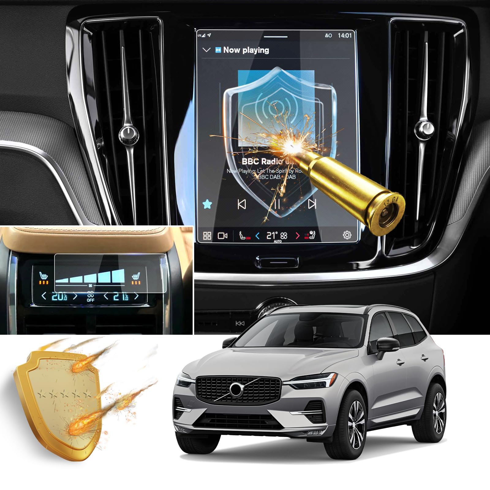 【楽天市場】XC60/XC40/XC90/V60 ナビ＋エアコンフィルム XC60 カーナビ + エアコンパネル専用液晶保護フィルム XC40ナビ保護フィルム 指紋防止 撥水撥油 99.9% ...