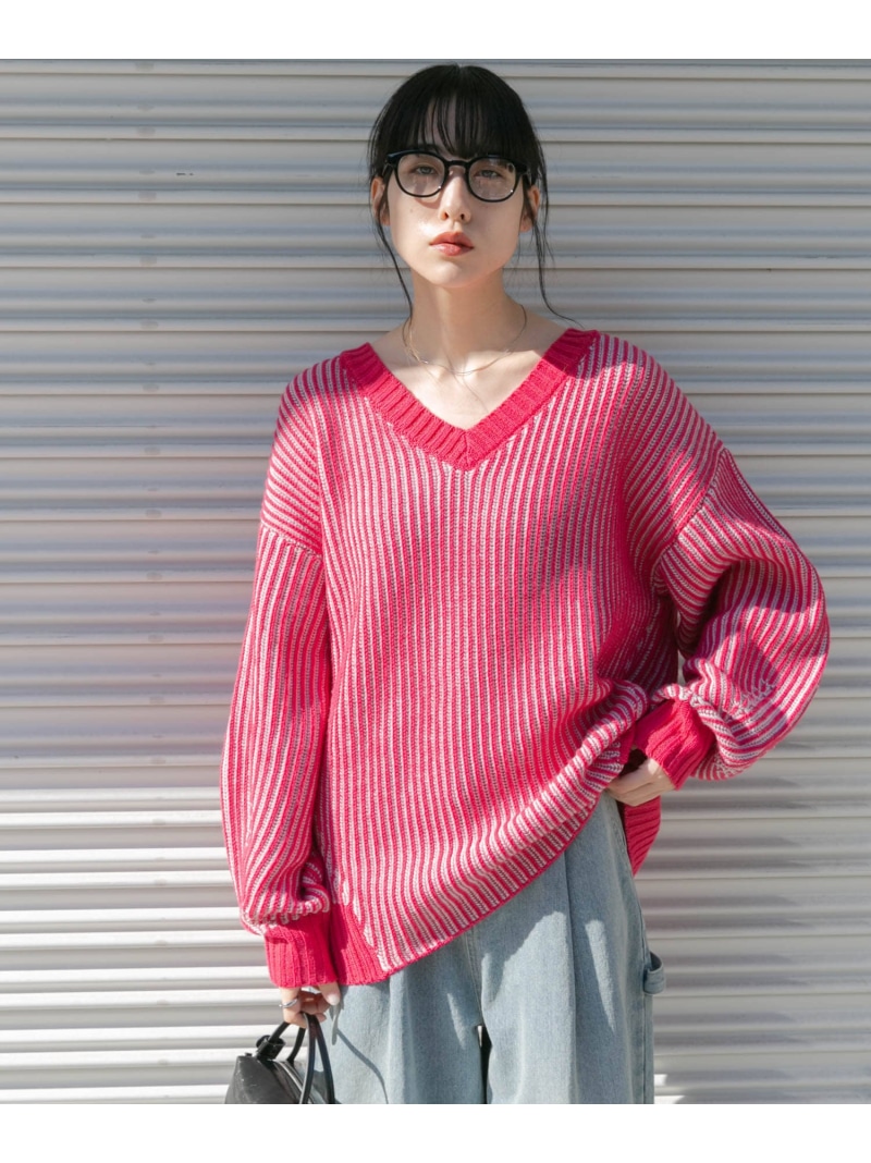 【楽天市場】【SALE／50%OFF】バイカラーRIBオーバーニット KBF ケービーエフ トップス ニット ホワイト ピンク グリーン グレー【RBA_E】【送料無料】[Rakuten ...