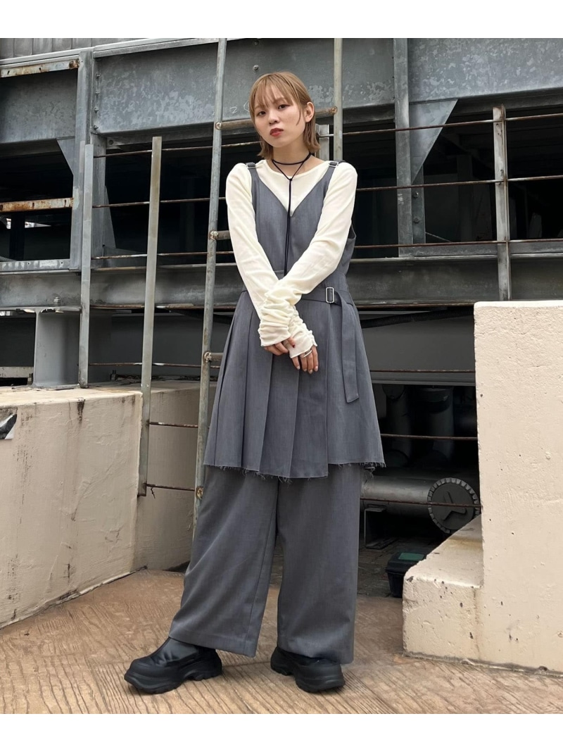 【楽天市場】【SALE／40%OFF】『丸山礼*KBF』プリーツスカートSETサロペット KBF ケービーエフ オールインワン・オーバーオール オーバーオール・サロペット ベージュ グレー ...