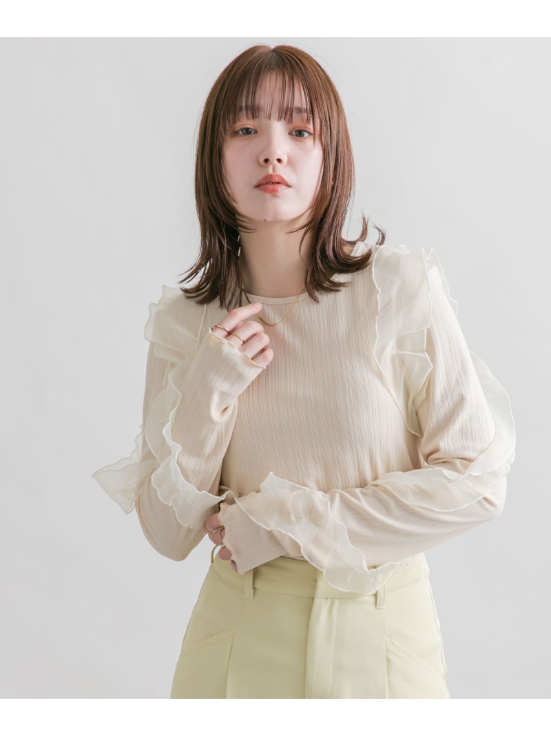 【楽天市場】【SALE／50%OFF】フリルメローデザイントップス KBF ケービーエフ トップス カットソー・Tシャツ ホワイト ブラック ピンク【RBA_E】[Rakuten ...