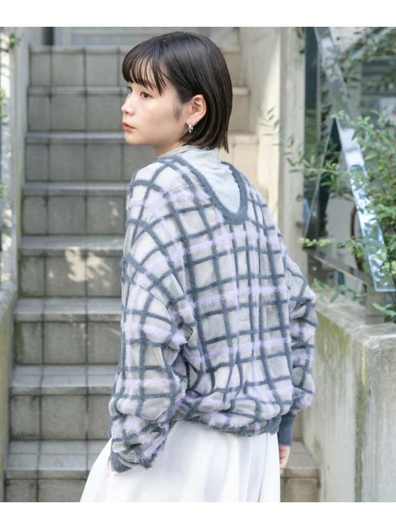 【楽天市場】【SALE／50%OFF】シアーチェックフェザーニット KBF ケービーエフ トップス ニット ホワイト ネイビー【RBA_E】【送料無料】[Rakuten Fashion ...