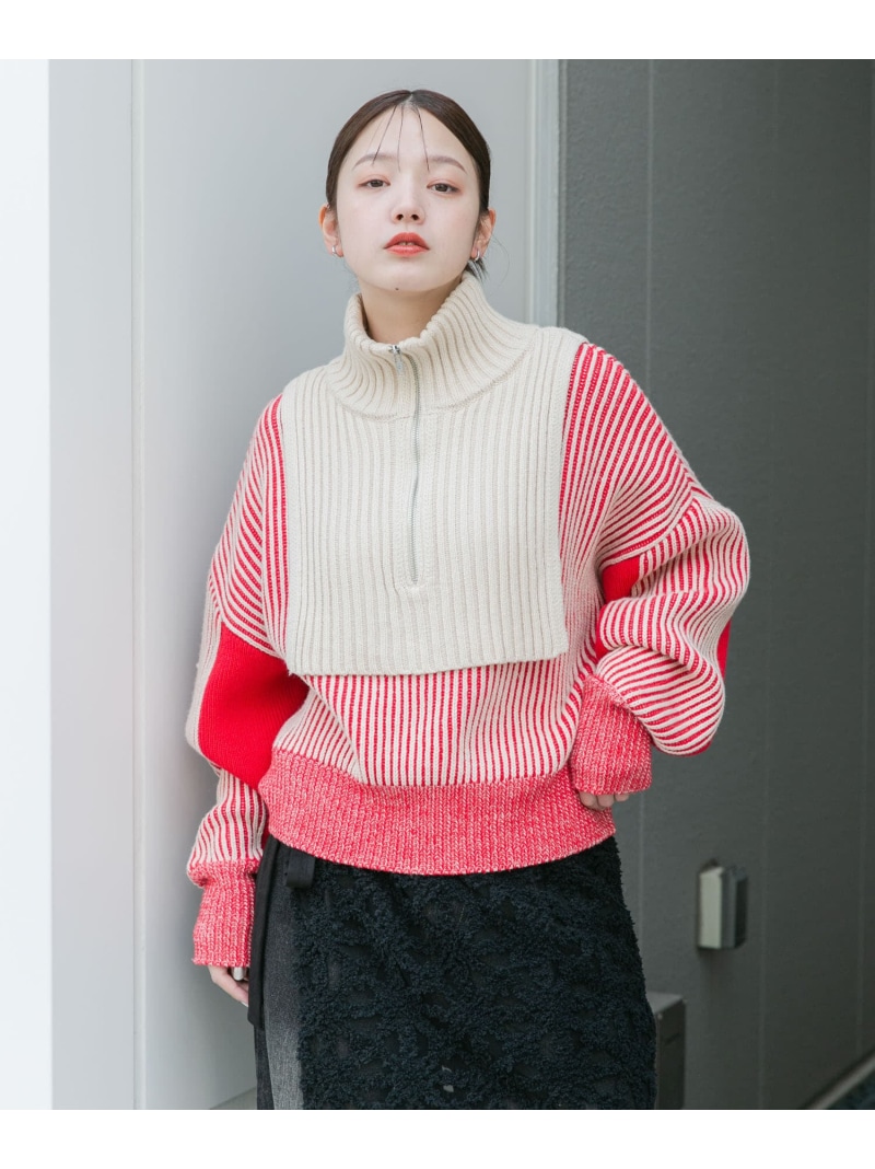 【楽天市場】【SALE／30%OFF】『WEB/一部店舗限定カラー』レイヤードハーフZIPニット KBF ケービーエフ トップス ニット ブラック ブルー レッド【RBA_E】【送料無料 ...