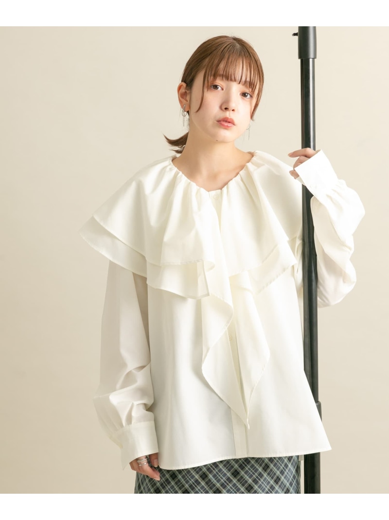 【楽天市場】【SALE／50%OFF】ラッフルカラーブラウス KBF ケービーエフ トップス シャツ・ブラウス ネイビー ホワイト【RBA_E】[Rakuten Fashion]：KBF／ケービーエフ