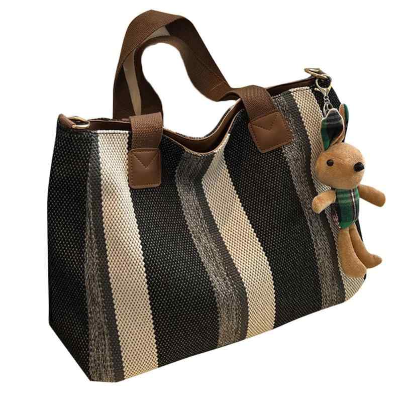 【楽天市場】[KSLAT] トートバッグ レディース キャンバスカバン ストライプ柄 ファッション カジュアル ショルダーバッグ 大容量 斜 ...