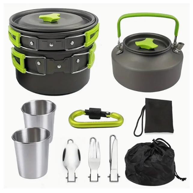 【楽天市場】2-3人用調理セット、収納バッグ付き、アウトドアキャンプ用品、家族用食器、食器セット、鍋セット、調理器具セット、キャンプ、防災 ...