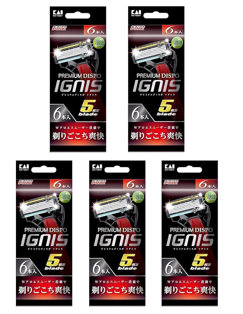 【楽天市場】PREMIUM DISPO IGNIS(プレミアム ディスポ イグニス)5枚刃 使い捨てカミソリ 6本入【×5個セット 30本】：KCカンパニー