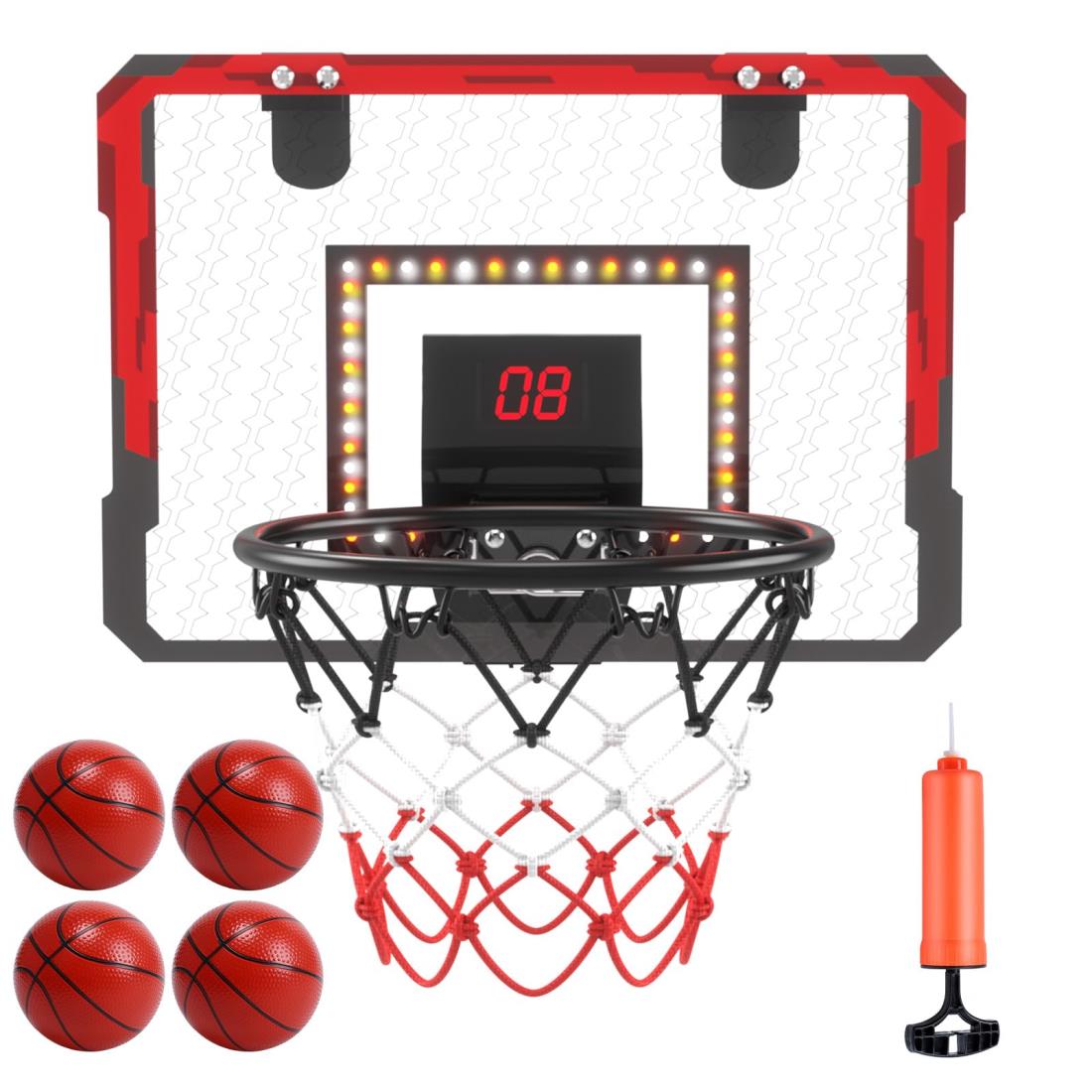 【楽天市場】バスケットゴール 室内 Eaglestone おもちゃ LEDライト付き 自動採点 効果音 静音可能 2つゲームモード ドア掛け バスケットボール 4個付属 屋外 多場面使用 ...