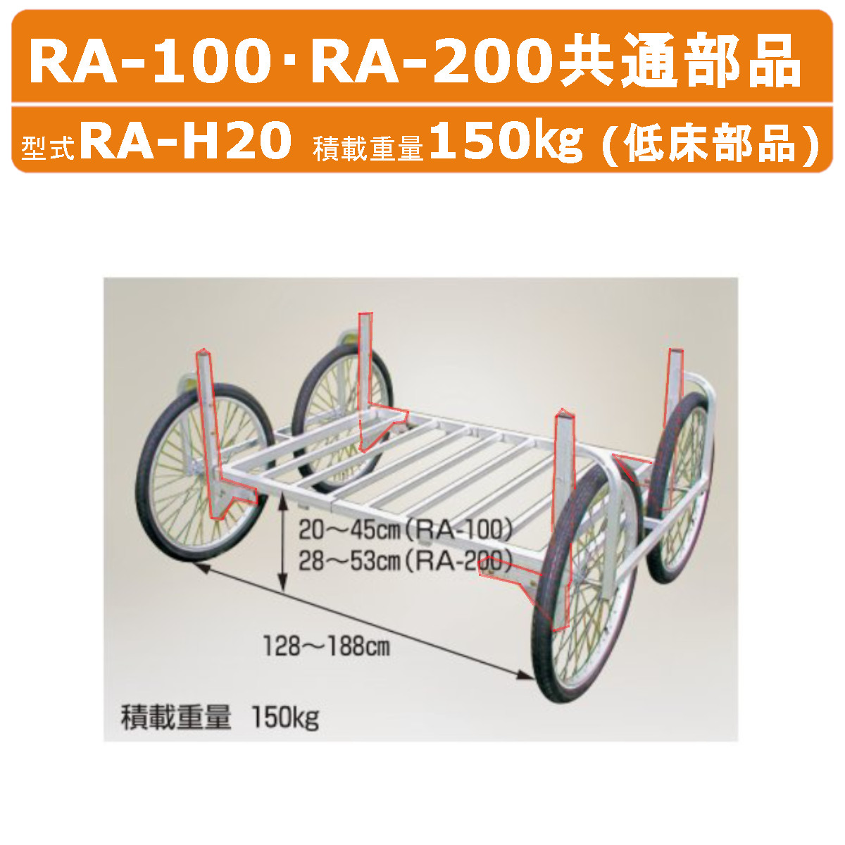 【楽天市場】ハラックス 楽太郎幅広部品 RA-H20 RAH20 荷台を低くする部品 RA-100・RA-200共通部品 別売部品 ...