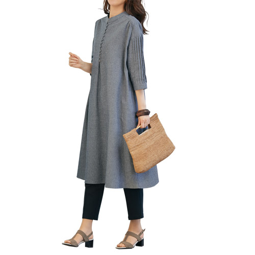 楽天市場】シャツワンピース 長袖 ひざ下丈 レディース シニア 春夏