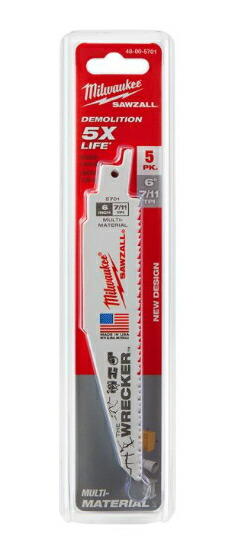 【楽天市場】ミルウォーキー WRECKER 解体用レシプロソーブレード 7/11 TPI 152mm（5本パック） 48-00-5701：ケン ...