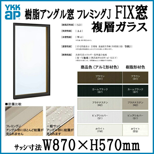 【楽天市場】YKKap フレミングJ FIX窓 08305 W870×H570mm PG 複層ガラス 樹脂アングル YKK サッシ アルミサッシ リフォーム DIY kenzai：建材百貨店