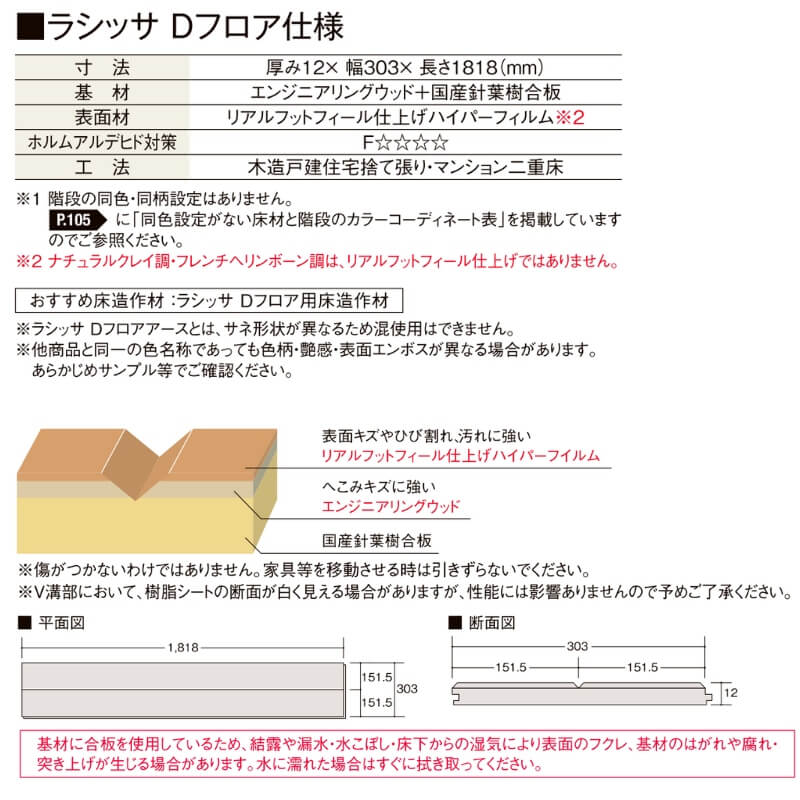 【楽天市場】フローリング材 ラシッサ Dフロア 木目タイプ151 ND-2B -NF2B01-MAFF エンジニアリングウッド＋国産針葉樹合板 ...