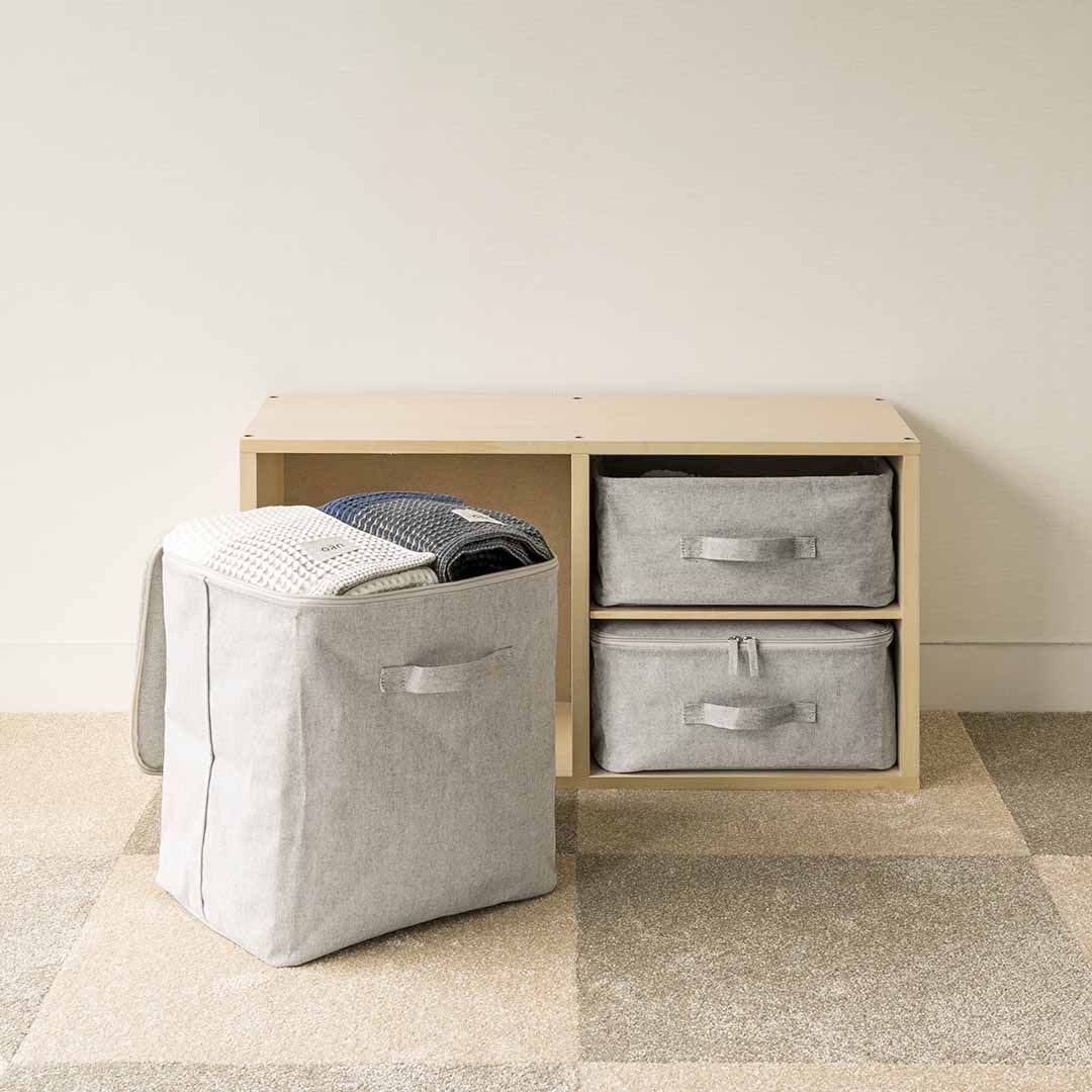 【楽天市場】【KEYUCA公式店】ケユカ Popyre たためる フタ式BOX グレー L|収納ボックス おしゃれ 布製 衣類収納 おもちゃ収納 収納袋 フタ式 収納ケース 折り畳み ...