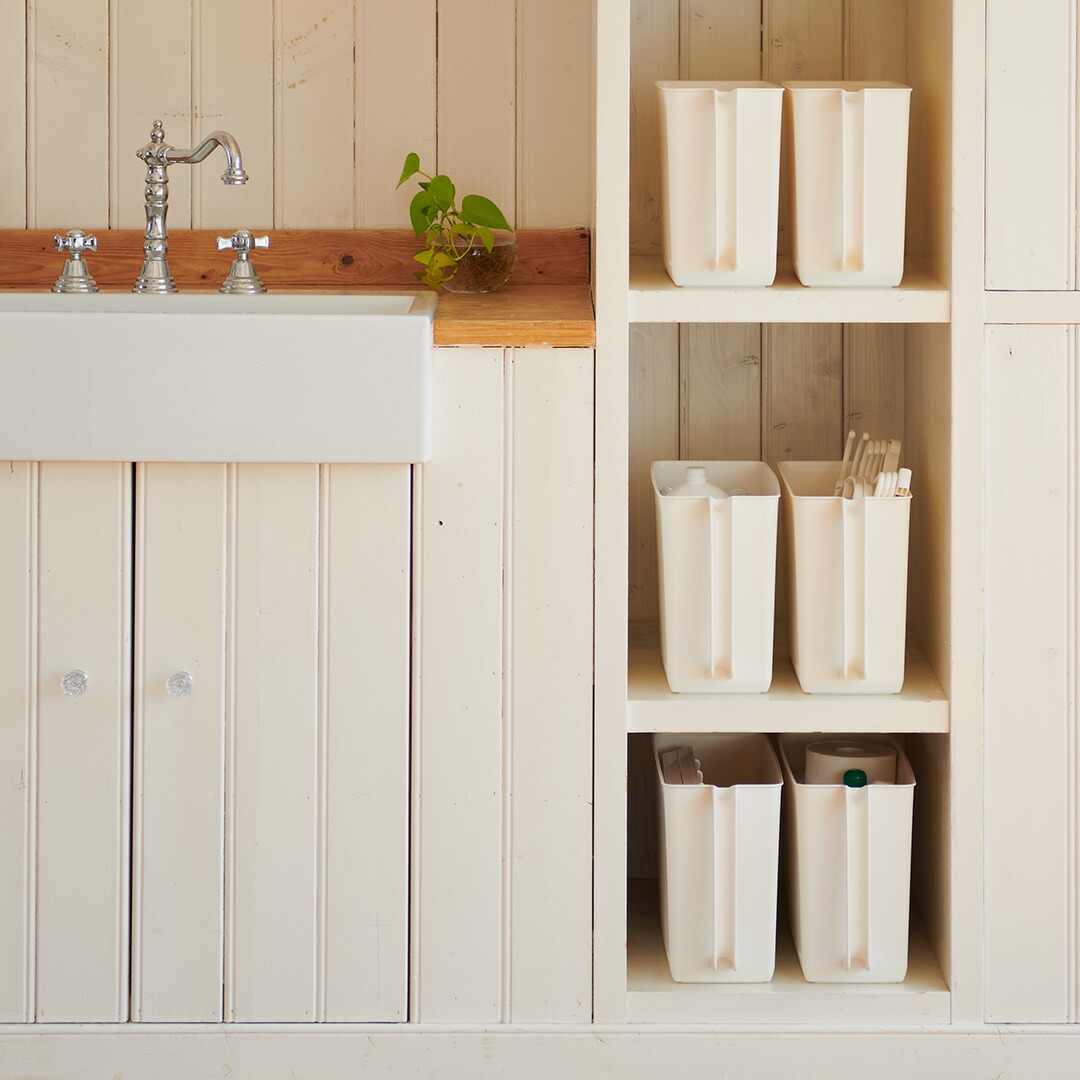 【KEYUCA公式店】ケユカ Re ハンドル付きストッカー ワイド/深型スリム/浅型ワイド[ハンディストッカー キッチン収納 おしゃれ シンプル ストックボックス 台所 ストッカー 吊り戸棚 ...