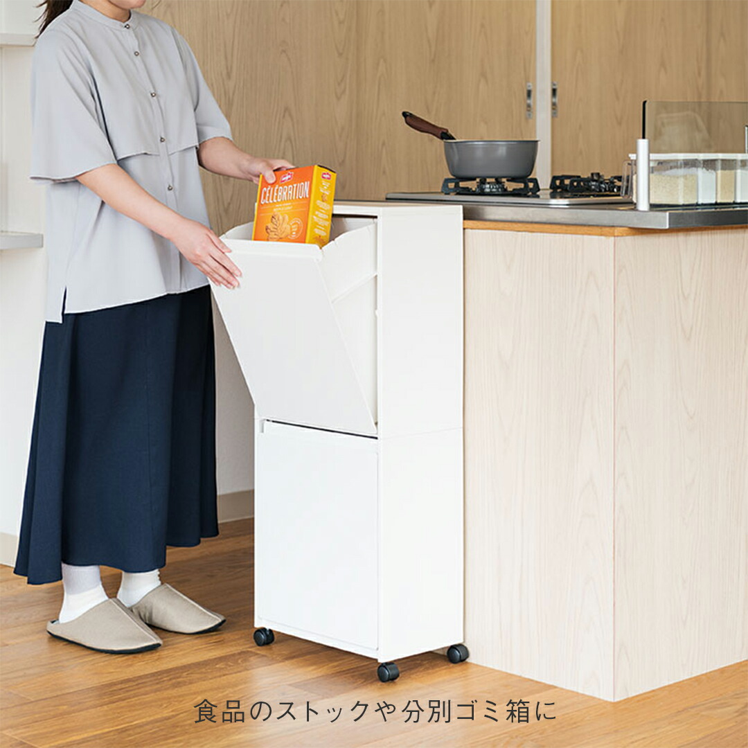 【KEYUCA公式店】ケユカ rectie分別ボックス 深2段 W37×D22×H89cm[インテリア雑貨 収納用品 ゴミ箱 フラップ式 前開き シンプル おしゃれ ごみ箱 ダストボックス ...