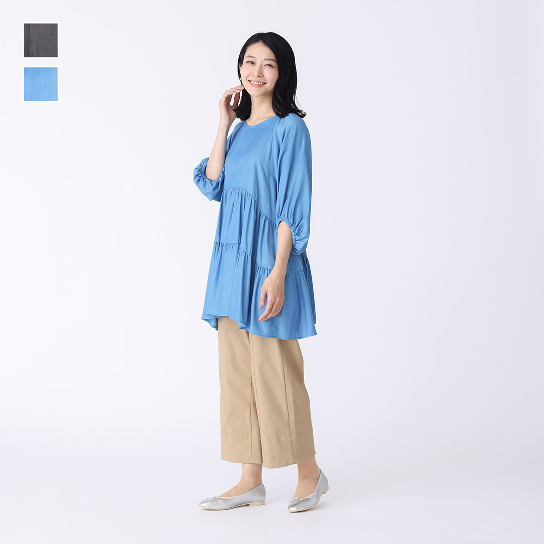 【楽天市場】【KEYUCA公式店】ケユカ ティアードVネックチュニック[レディース チュニック Vネック ティアード デニムライク きれいめ おしゃれ 30代 40代 50代 洗える ...