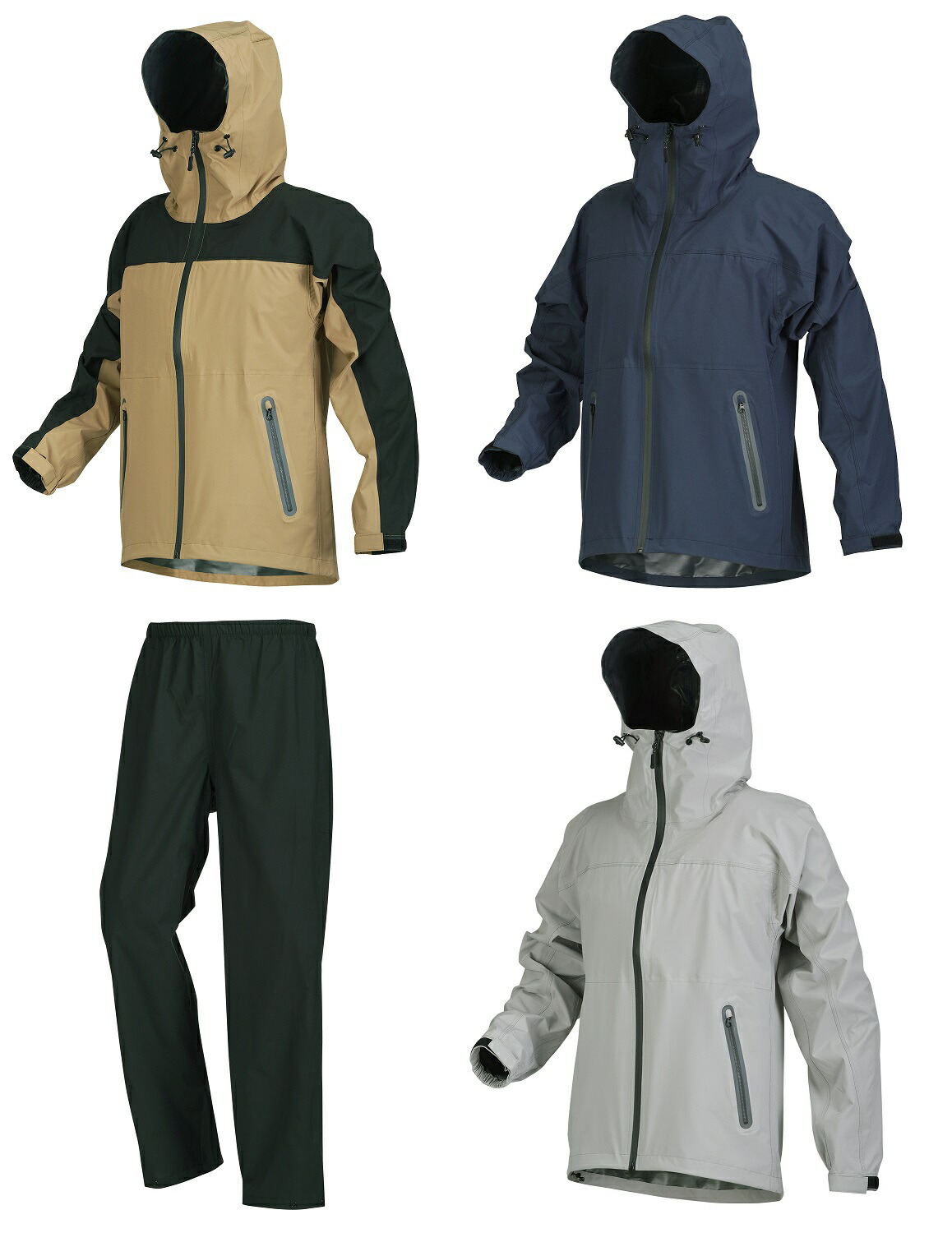 【楽天市場】送料無料 4WAY ストレッチシールドEX カジメイク 7572 S、M、L、LL、3L、4L 耐水圧10,000 透湿度10,000 レインウェア レインスーツ ベージュ ...