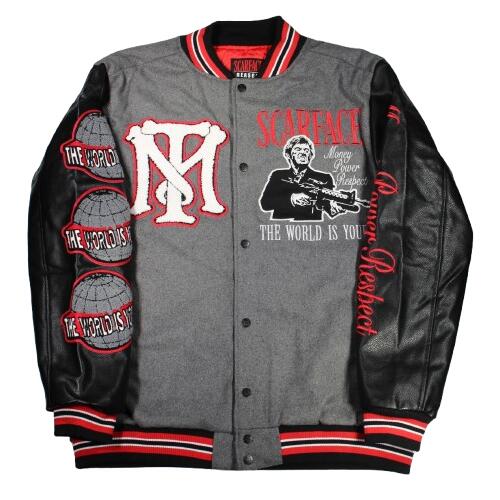 【楽天市場】SCARFACE×REASON / VARSITY JACKET / charcoal×black×red：KICKBACK
