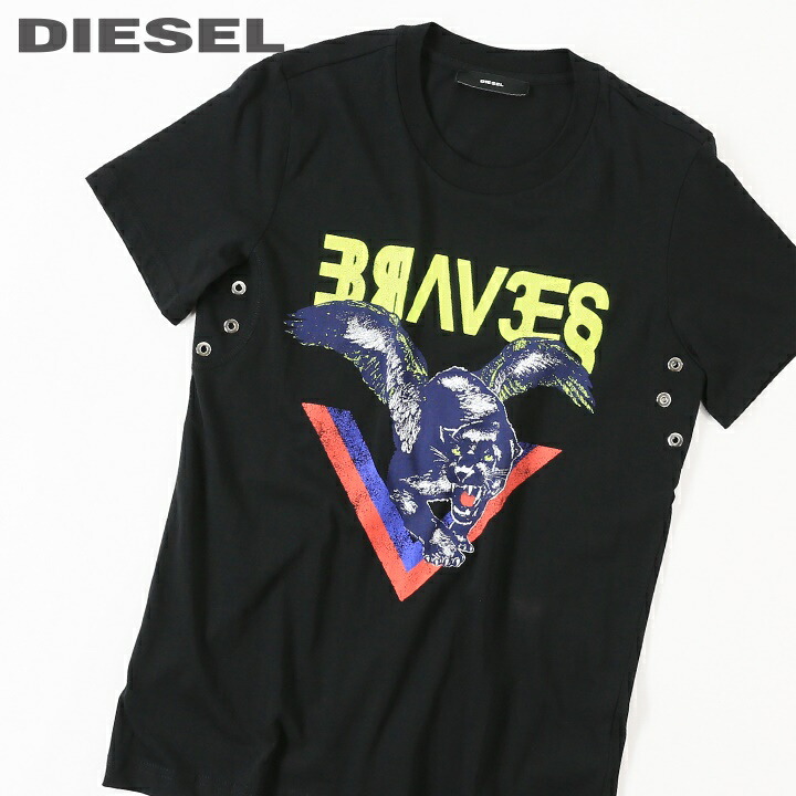 【楽天市場】★DIESEL ディーゼル レディース★ベンチレーションホール グラフィックプリント 半袖Tシャツ カットソー【T-SILY-WP】【サイズXXS～S】【ブラック】die-l-t ...