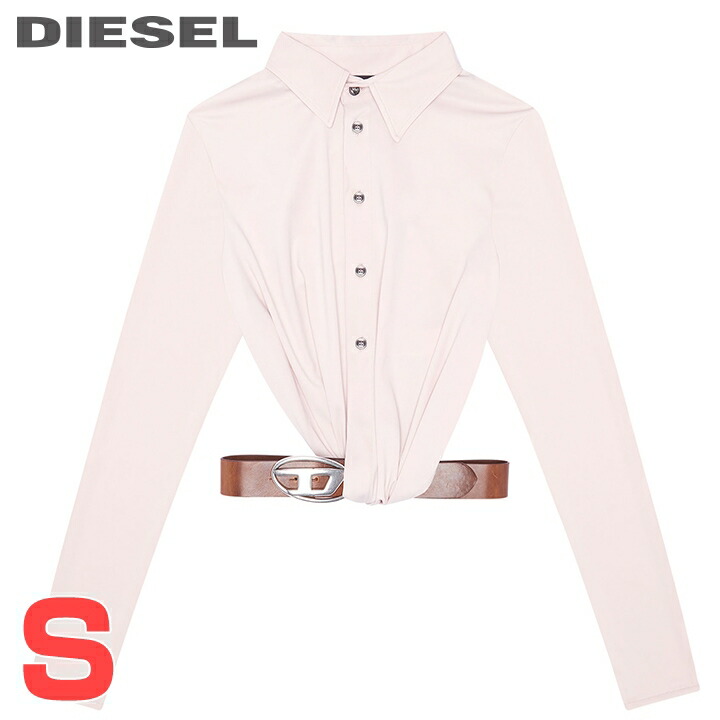 【楽天市場】★diesel ディーゼル レディース★レザーベルト付き スリムフィット 長袖シャツ ブラウス【c Elmy】【サイズs】【ピンク