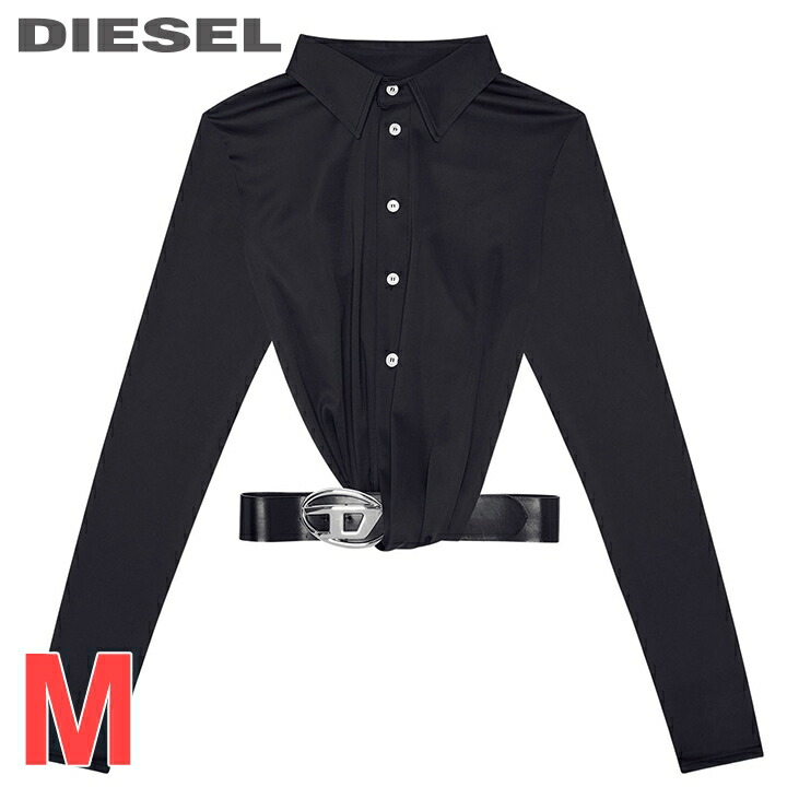 【楽天市場】★diesel ディーゼル レディース★レザーベルト付き スリムフィット 長袖シャツ ブラウス【c Elmy】【サイズm】【ブラック】die L T F4 65t 《メーカー希望