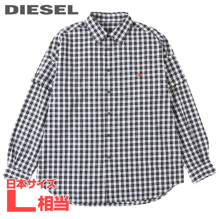 【楽天市場】 Diesel ディーゼル メンズ チェック柄 ダブルスリーブ オーバーサイズ 長袖コットンシャツ【s Doubler】【サイズs