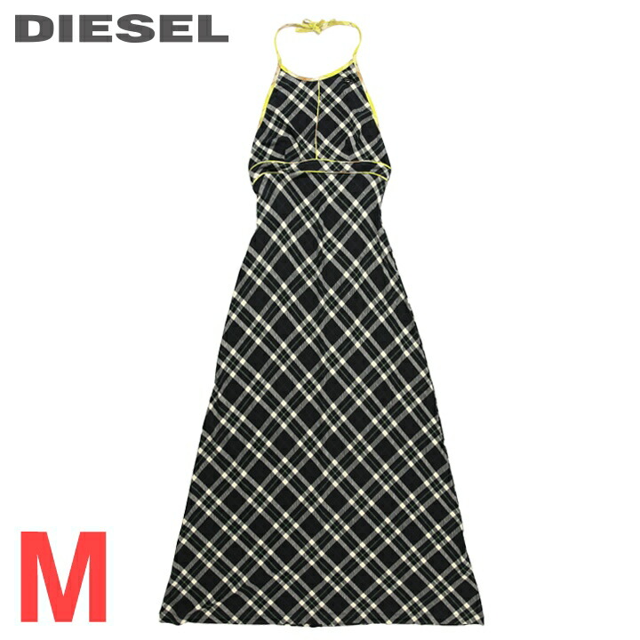 【楽天市場】★diesel ディーゼル レディース★チェック柄 ホルターネック マキシワンピース【d Maxim C2】【サイズm】【ブラック】die L T F4 6eh 《メーカー希望小売