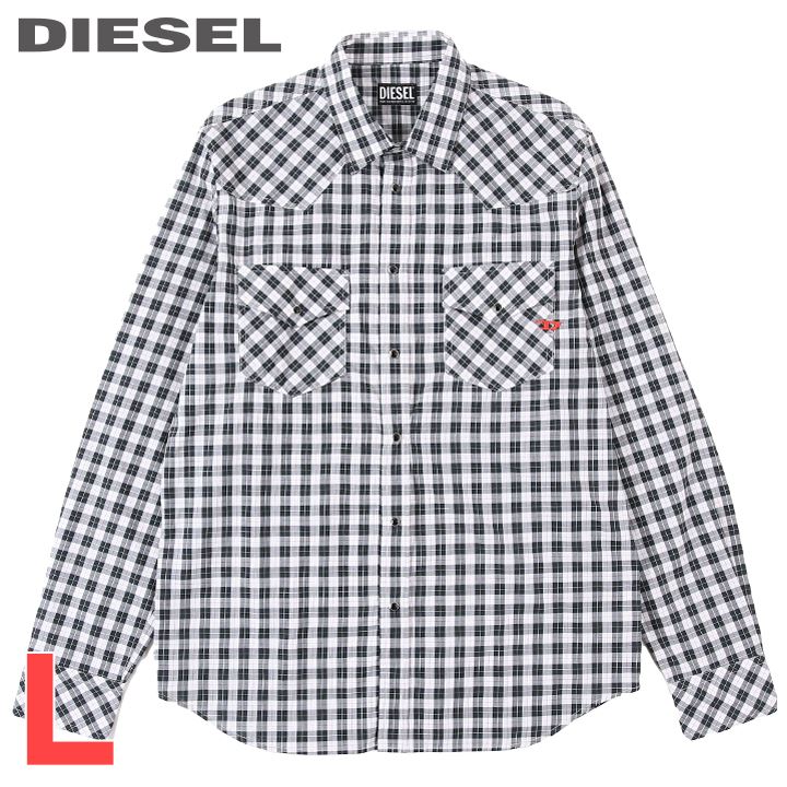 【楽天市場】 Diesel ディーゼル メンズ チェック柄 ワンポイントロゴ刺繍 長袖ウエスタンシャツ【s East Long Cl】【サイズ