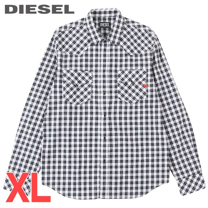【楽天市場】 Diesel ディーゼル メンズ チェック柄 ワンポイントロゴ刺繍 長袖ウエスタンシャツ【s East Long Cl】【サイズ
