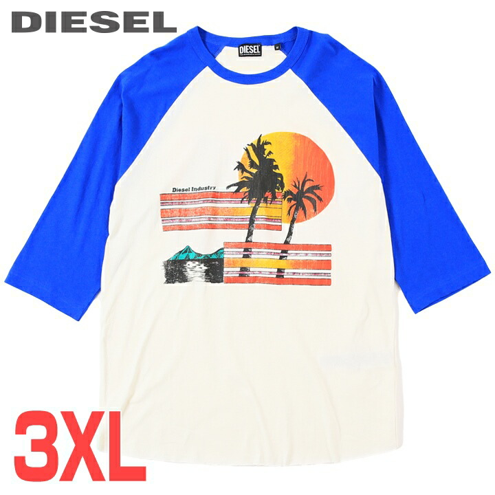 【楽天市場】 Diesel ディーゼル メンズ クラック加工プリント 裾カットオフ 五分袖 七分袖tシャツ カットソー【t Bicolor