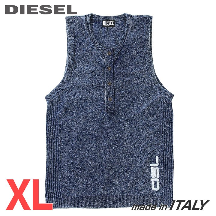【楽天市場】 Diesel ディーゼル メンズ ウォッシュ加工 ヘンリーネック スリムフィット サマーニットタンクトップ【k Pembroke】【サイズxl】【ネイビー】die M T F4
