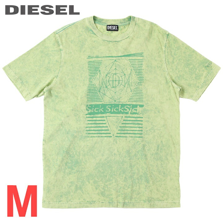 【楽天市場】 Diesel ディーゼル メンズ ガーメントダイ加工 プリント コットン 半袖tシャツ カットソー【t Just C7】【サイズm】【グリーン】die M T F4 4j3