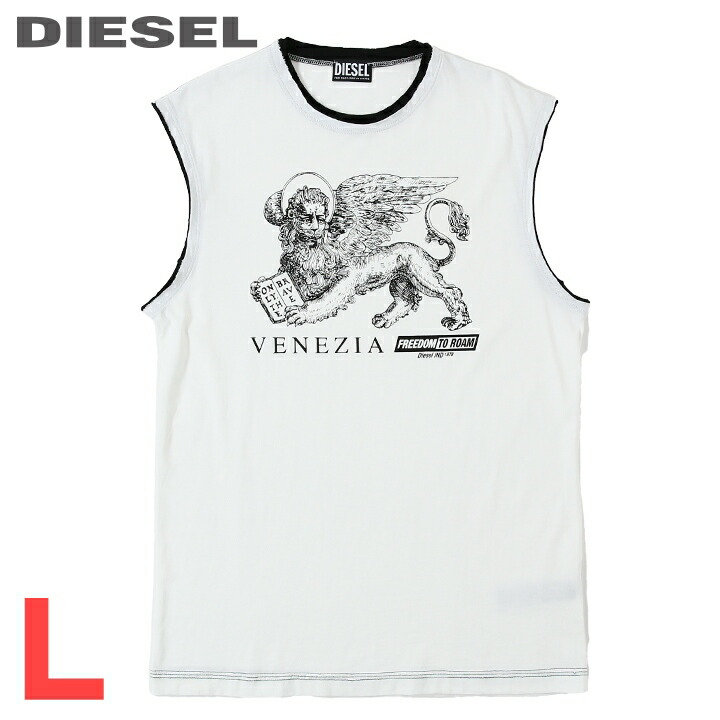 【楽天市場】 Diesel ディーゼル メンズ プリント カットオフ 切りっぱなし ノースリーブtカットソー タンクトップ【t Rolly】【サイズl】【ホワイト】die M T F4 4wd