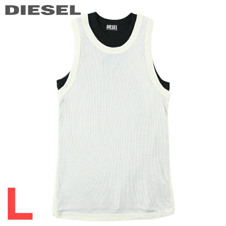 【楽天市場】 Diesel ディーゼル メンズ ワンポイントdロゴワッペン 重ね着 ストレッチ レイヤードタンクトップ【t Doubly】【サイズl】【ホワイト】die M T F4 50c